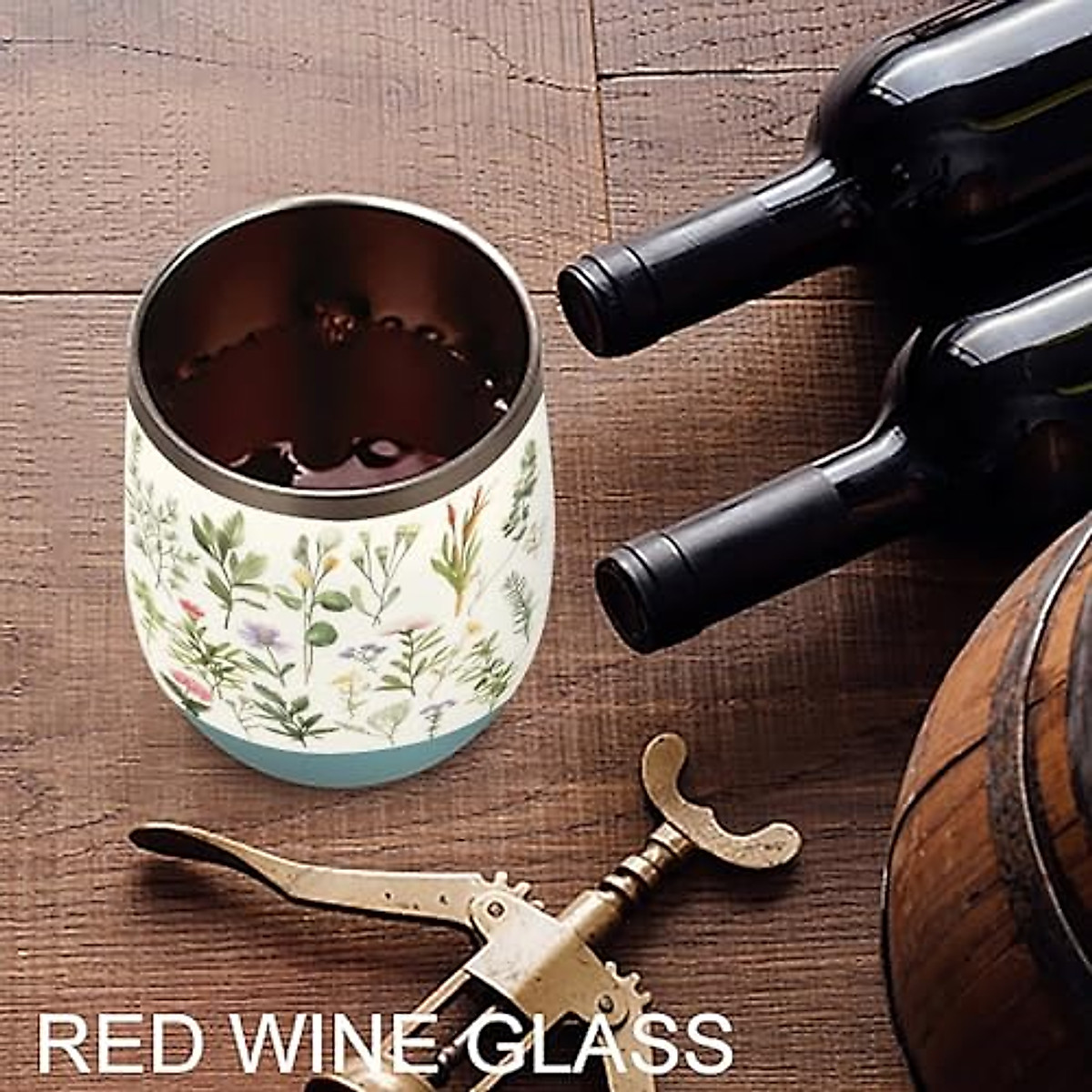 WYUSPGK 304 Stainless Steel Insulated Cup, Season Watercolors of Herbs Flowersb Print Smooth Rim, Durable & Reusable - Perfect for Office, Home, And Travel