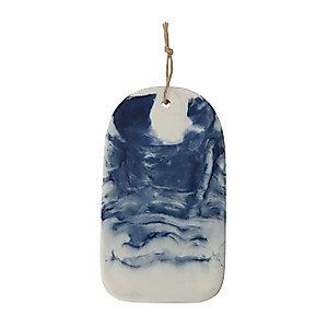 Blue & White Ceramic Cheese/Cutting Board with Marble Glaze Finish