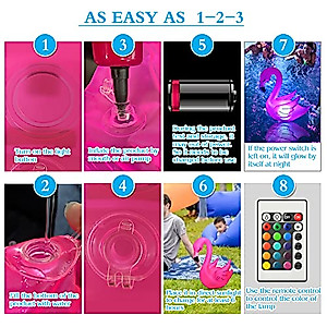 Christmas Pool Floats Lights 2PCS, Solar Flamingo Floating Pool Lights wiht Remote, Inflatable Light Up Flamingo Glow in Dark for Pool Spa Patio, Wedding, Party Christmas Decorations