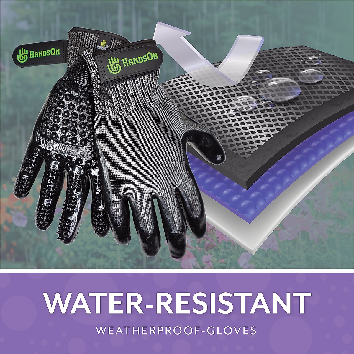 HANDSON Gardening Gloves - Cut & Water Resistant Work Gloves for Men & Women - Heavy Duty Garden Gloves for Outdoor Yard Work - Gardening Supplies for Gardeners & Landscapers (Large, 1 Pair)