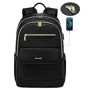 LOVEVOOK Laptop Backpack for Women,15.6 Inch Fashion Travel Backpack,Large Capacity Backpack Purse with USB,Water-resistant fits College Work Business Travel （Black）