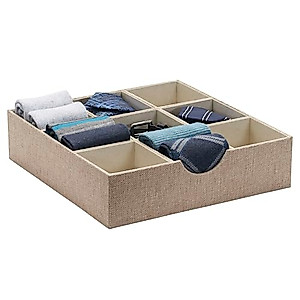 Household Essentials Brown 723-1 Deep 9 Section Drawer Organizer Box for Storage | 12 in x 12 in 3.13