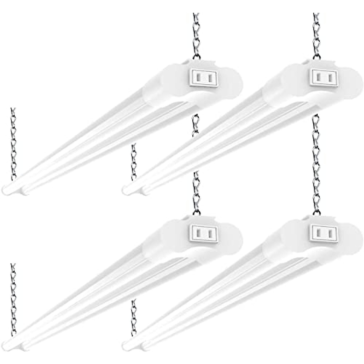 BBOUNDER 8 Pack Linkable LED Utility Shop Light, 4 FT, 4000 LM, 48 Inch Integrated Fixture for Garage, 40W Equivalent 250W, 5000K Daylight, Surface + Suspension Mount