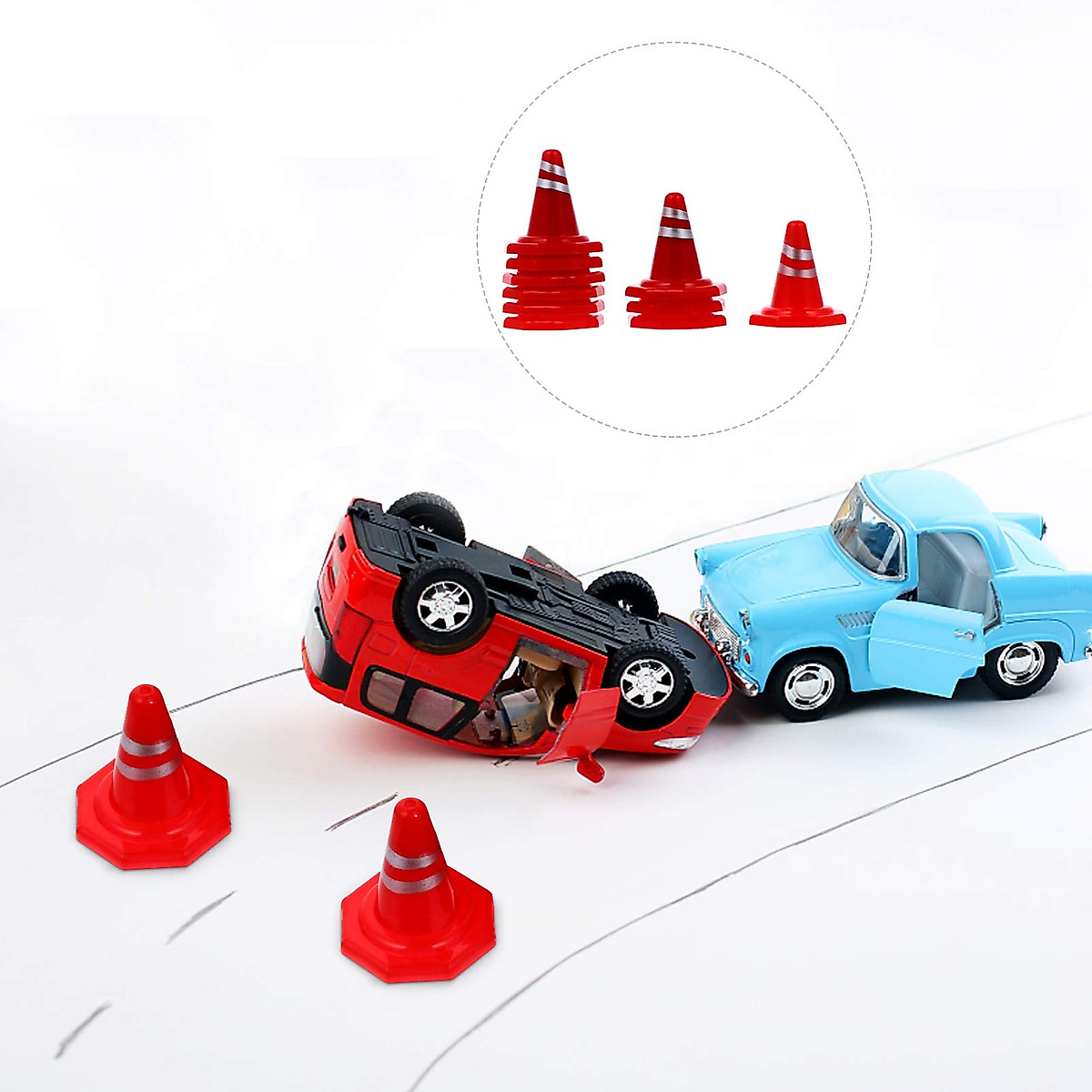 TOYANDONA 10Pcs Mini Traffic Cones Plastic Traffic Cones Mini Road Parking Signs Roadblock Toy for Construction Theme Party Favors