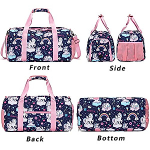 Sports Duffel for Girls Dance Bag Kids Duffle Bag Little Girls Gymnastics Bag Overnight Weekender Bag Teen Gym Bag Travel Duffle Sleepover Carry On Bag Ballet Bag with Shoe Compartments
