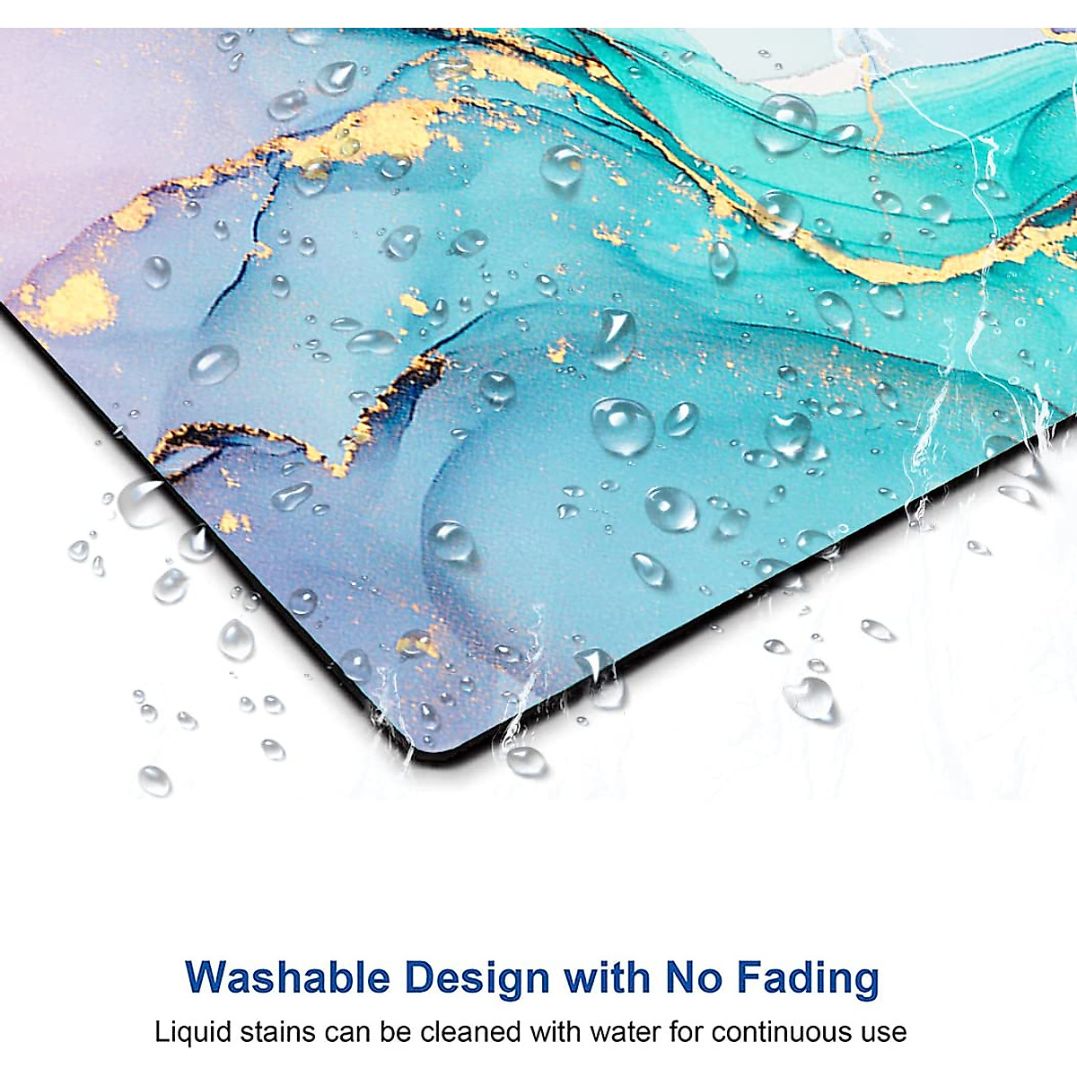 Armanza Mouse Pad, Cyan Blue Marble Mouse Pad, Washable Square Cloth Mousepad for Office Laptop, Non-Slip Rubber Base Mouse Pads for Wireless Mouse, Computer Mouse Pads for Desk