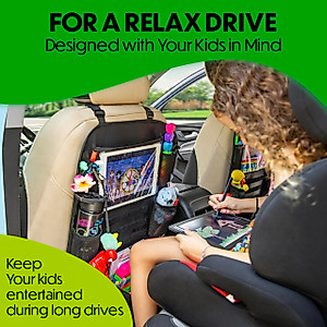 Cartik Backseat Car Organizer - Car Seat Organizer, Road Trip Essentials for Kids, Car Organizer Backseat Storage for Toys & Accessories (Double pack)