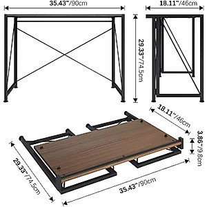 ENGERIO Folding Desk, Small Foldable Desk 35.4" for Small Spaces, Space Saving Computer Table Writing Computer Desk Workstation for Home Office, Easy Assembly