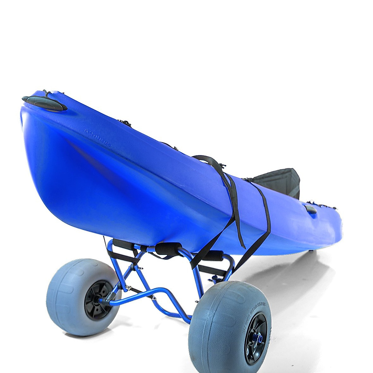KAYAK CARRIER CART with Large Balloon Tires Heavy Duty Blue + Pump &amp; Strap