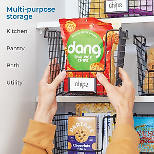 iDesign Classico Storage Basket with Handles for Pantry, Kitchen, Bathroom, Countertop, and Desk Organization, Stackable-Small