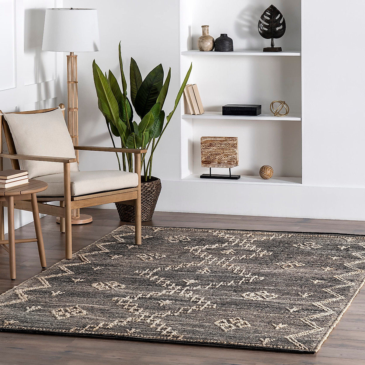 nuLOOM Julianne Handmade High-Low Jute Moroccan Area Rug, 9x12, Beige