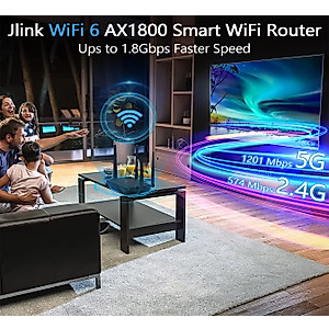 WiFi 6 Router - Jlink 5Ghz 1.8 Gbps Smart Wireless Wi-Fi 6 Router AX1800, 4-Stream 8K Computer Internet Router for Home, Dual Band TWT 100M Router Up to 1700 sq. ft, WPA3 IPV6 Security, 128 Devices