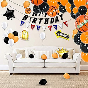 Basketball Theme Balloon Garland Arch Kit, 110 PCS Black Orange Balloons for Basketball Sports Theme Party Birthday Party Decorations Supplies