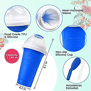 Slushy Maker Cup, 12 Oz -DIY Instant Icy Frozen Drinks in Moments - Magic Ice Slushie Squeeze Cooling Cuppie with Lid - Tik Tok Easy Freeze Design with Straw and Cleaner Tool