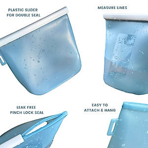 Silipak Reusable Silicone Food Storage Bags, 3 pack, Multi Use Leakproof Meal Prep Containers & Freezer Bags | Makeup Bag & Travel Containers | BPA Free, Dishwasher and Microwave Safe