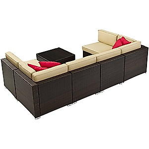 Crosley Furniture KO70146-BR Sea Island Sectional Set, Khaki