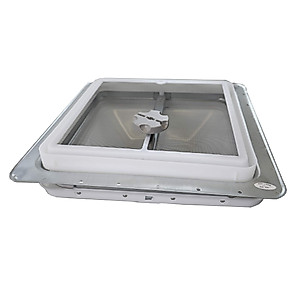 classAcustoms Heng's 71111A-C RV Roof Vent White Wegde Lid Non Powered Manual Crank Lid with Built in Screen and Galvanized Frame