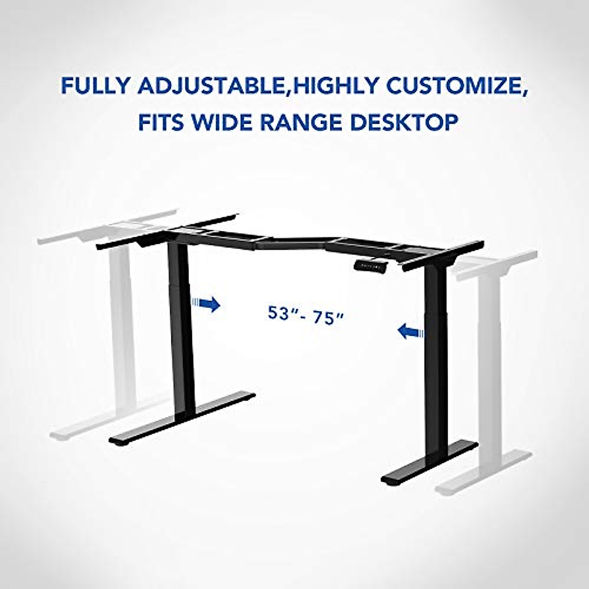 FLEXISPOT Pro Corner Desk Dual Motor L Shaped Computer Electric Standing Desk Sit Stand Up Desk Height Adjustable Desk Home Office Table, Black Frame Only