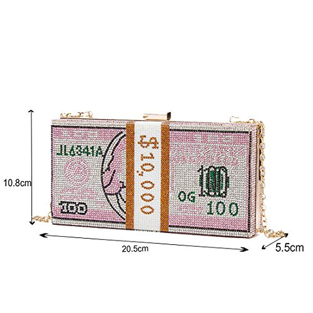 LETODE Women Dollars Money Clutch Evening Bag Rhinestone Handbags Crystal Clutch Purse Bling Wedding Cocktail Party(1-Pink color)