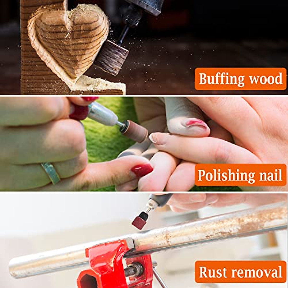 AUSTOR 384 Pieces Drum Sander Set Including 360 Pieces Nail Sanding Band Sleeves and 24 Pieces Drum Mandrels for Dremel Rotary Tool