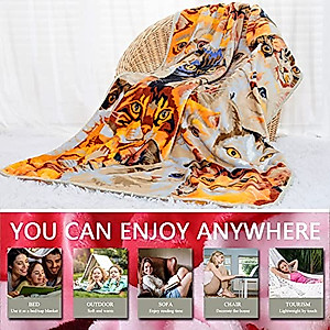 Bilibunny Cat Blanket Gifts for Cat Lovers, 40"x55" Soft Warm Flannel Cozy Throw Blankets for All Seasons, Cute Cat Fuzzy Blankets for Couch Sofa Bedroom Chair Camping Office Car Travel Picnic (Pet)