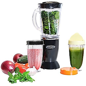 Koolatron Total Chef Miracle Blender 12-Piece Set with Heavy Duty Quad Blade, 1L Carafe, Travel Cups and Lids, Dishwasher-Safe Accessories, for Smoothies, Shakes, Sauces, Salsas, Baby Food