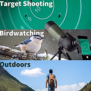 Gosky 20-60x60 HD Spotting Scope with Tripod, Carrying Bag and Scope Phone Adapter - BAK4 45 Degree Angled Spotter Scope for Target Shooting Hunting Bird Watching Wildlife Scenery