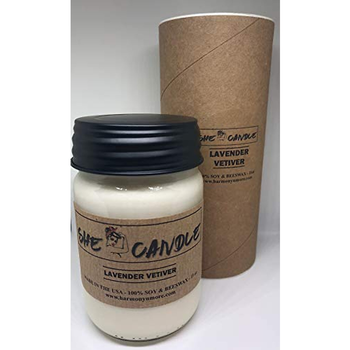 Best She Candle - Modern Farmhouse 100% Soy & Beeswax - Stress Relief Gift - Aromatherapy - 11 Oz - Handmade in The USA - Lavender Vetiver Scent