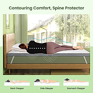 BedStory 4 Inch Memory Foam Cool Gel Mattress Topper Queen Size, Ventilated Fiber-Filled Cover Fitted Topper Soft for Relieving Pressure, Conforming Support