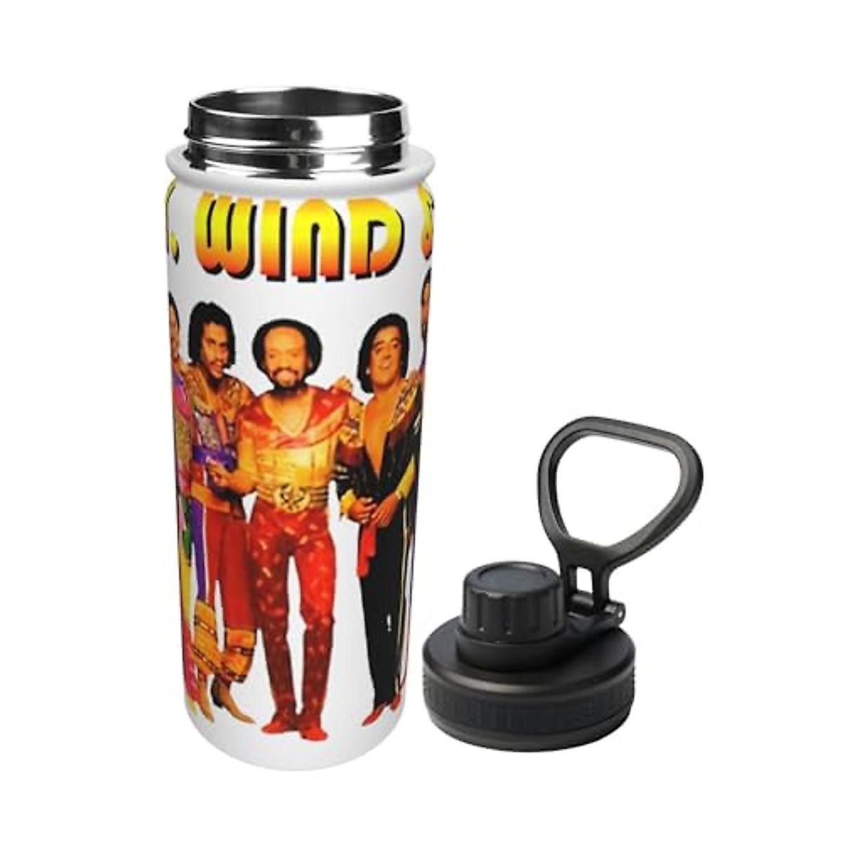 HIKTIEK Earth Wind Musics Fire Stainless Steel Insulated Tumbler Sports Water Bottle Hot and Cold Travel Cup 18oz