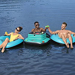 Bestway Hydro-Force Glacial Sport 9.43 Gallon Vinyl Inflatable Floating Cooler with Integrated Cupholders for Pools, Beaches, and Lakes, Teal