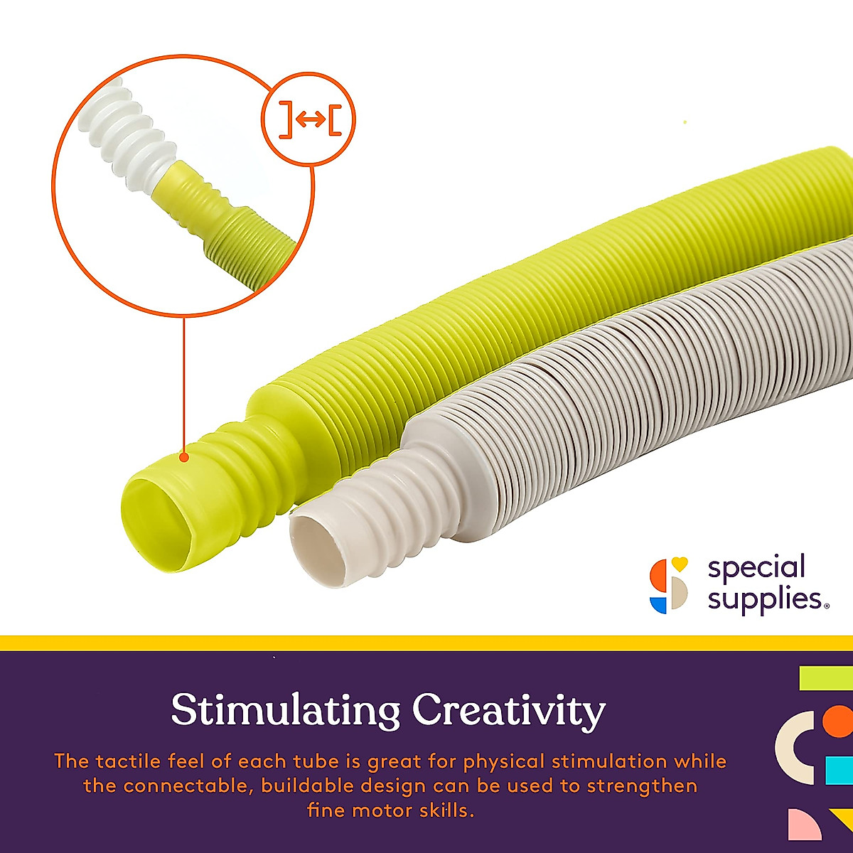 Special Supplies Fun Pull and Stretch Tubes for Kids - Pop, Bend, Build, and Connect Toy, Provide Tactile and Auditory Sensory Play, Colorful, Heavy-Duty Plastic (Camo-12)