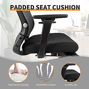 Foldable Ergonomic Office Chair with Footrest, High Back Computer Chair with 2D Headrest, Mesh Back, Sponge Seat, Adjustable Lumbar Support, 2D Armrest, Home Office Desk Chair, Black