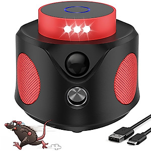 Lemyzo Mouse Repellent Indoor, Ultrasonic Rodent Repellent, Powerful 360° Mice Repellent for House with 3 Sided Sensing 9 Strobe Lights, Rat Squirrel Bat Deterrent for Garage, Warehouse, UR02S