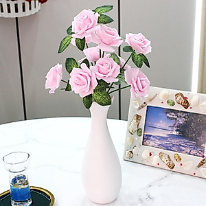 Vignor 100 Pcs 2 Inch Artificial Flowers Faux Foam Fake Rose Head Bulk for Home Decor Wedding Decoration Bridal Shower Wall Table Centerpiece Arrangement DIY Craft (Light Pink)