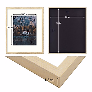 Frametory 16x20 Picture Frame with Mat for 11x14 Picture - Country Rustic Style - High Definition Glass Wide Molding - Vertical or Horizontal Preinstalled Wall Mounting Hardware (Rustic Beige, 1 Pack)