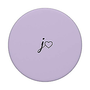 Black Initial Letter J Heart Minimalist Light Pastel Purple PopSockets Swappable PopGrip