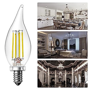 DAYBETTER E12 Candelabra Light Bulbs 60 Watt Equivalent, Dimmable LED Light Bulb Daylight White 5000K, Clear Filament Chandelier Light Bulbs 5.5W 600lm CA11 LED Bulbs, Ceiling Fan Light Bulbs, 5 Pack