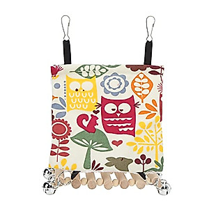 Yuehuamech Bird Nest Parrot Hammock Hanging Cage Tent Winter Warm Parrot Cage Swing Cave House Bed Hut Tent for Parakeet Cockatiels Budgies Cockatoo Canary (Colorful Forest)