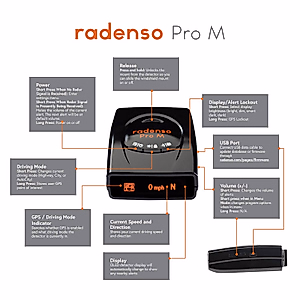 Radenso Pro M Radar Detector with Less False Alerts, Small Size, USA Technical Support, GPS Lockouts