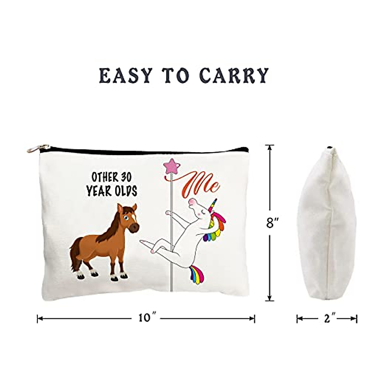 NC Fun 30th Birthday Gift for Women,Unicorn Makeup Cosmetic Bag,Toiletry Jewelry Travel Accessories Organizer Zipper Pouch,Birthday Gift for Wife Sister Friend Auntie Colleague