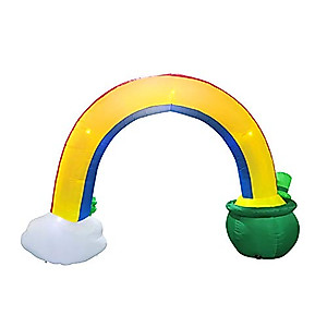 Joiedomi 14ft Long 10 FT Tall St Patrick Inflatable Rainbow Arch with LED Light Build-in Cauldron Pot of Gold Inflatable Yard Garden Decorations, Indoor and Outdoor Theme Party Decor, Lawn Decor