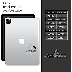 iPad Pro 11 Inch Case 2022/2021/2020(4th/3th/2rd Gen) with Pencil Holder Detachable Transparent Hard Shell Back Cover Smart Trifold Folio Auto Sleep/Wake (Light Purple/Pink)