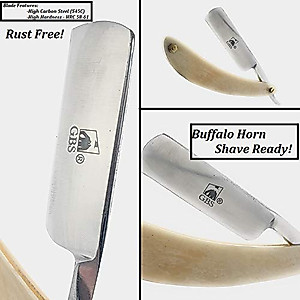 G.B.S Stylish Shaving Set - Shave Ready Straight Razor, Honing Sharpening Strop, Straight Razor Leather Case, Ceramic Mug Brush with Stand, Alum, Shaving Soap & Strop Paste, Ivory