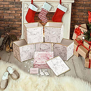 DAMAHOME Storage Cubes Organizer Bins - 11 inch Foldable Storage Bins, Fabric Dual Handles Storage Box, Closet Organizer Shelf Baskets, Nursery Bins for Home&Office 6-Pack (Marble)