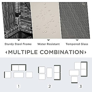 SUNVIVI OUTDOOR Patio Furniture, 5 Piece All Weather Grey PE Wicker Patio Sectional Furniture Conversation Sofa Set with Coffee Table, Removable Cushions