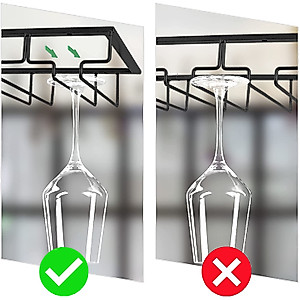FIAMER Wine Cup Holder Table Decoration Storage Hanger Metal Organizer for Bar Kitchen 3 Rows Stemware Rack Under Cabinet Stainless Steel Hanger Storage Shelf Black