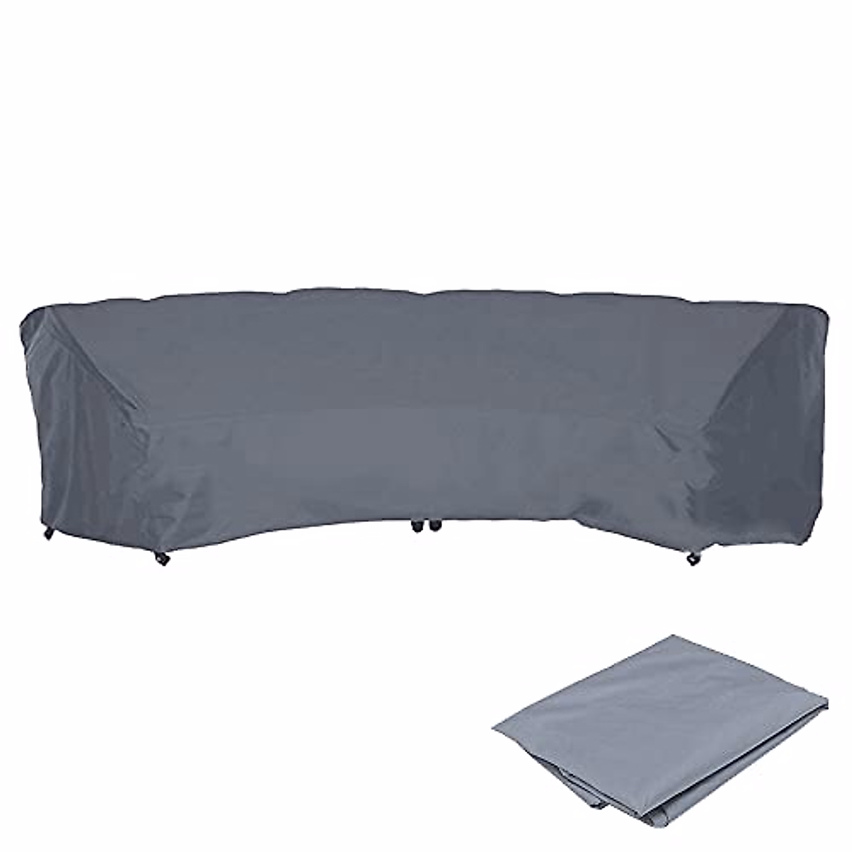 BOSKING Patio Furniture Cover Heavy Duty Waterproof Curved Sofa Cover Dustproof Section Couch Sofa Cover Outdoor Indoor Furniture Half-Moon Sofa Set Protector with Adjustable Drawstring (Grey)