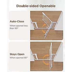 Ciays 29.5” to 46” Safety Baby Gate, Extra Wide Auto-Close Dog Gate for Stairs, Easy Walk Thru Indoor Pet Gate for Doorways and Rooms, White Child Gate Easy Pressure Mounted Installation