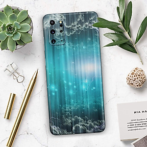 DesignSkinz Teal Twilight Zone with Strikes of Lightening Protective Vinyl Decal Wrap Skin Cover Compatible with The Samsung Galaxy S20 (Screen Trim & Back Glass Skin)